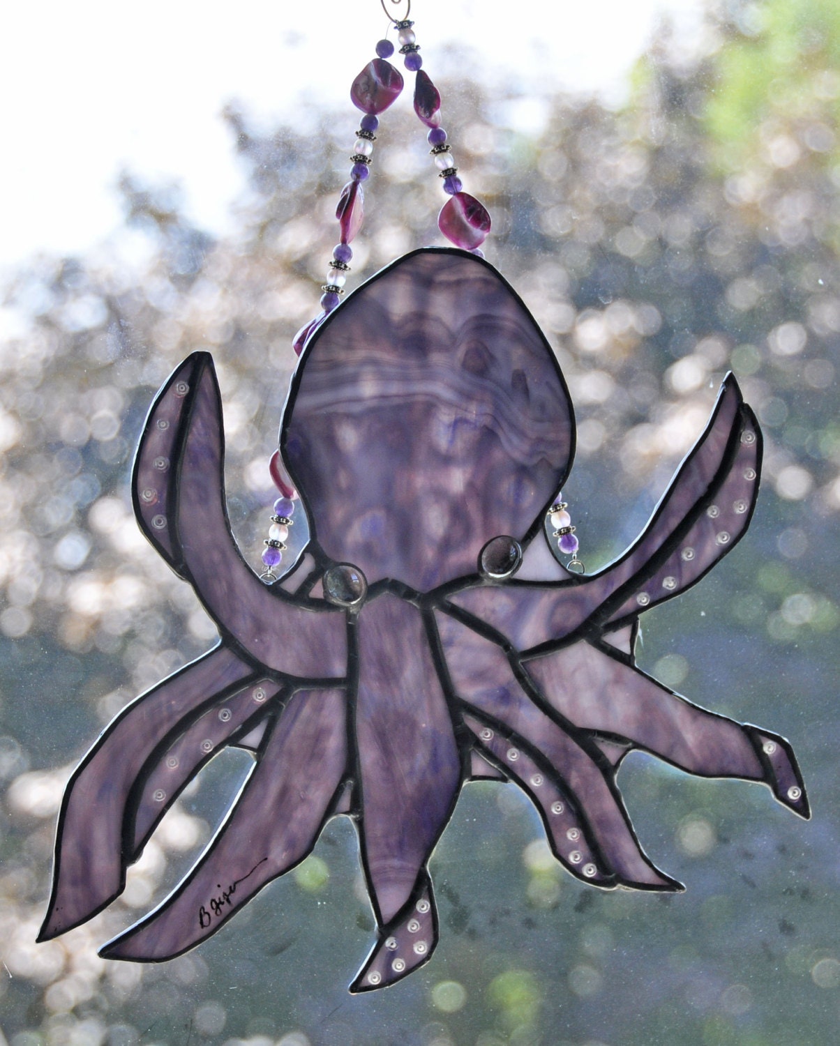 Stained Glass Octopus accented with Sapphire/ by DesignedbyLadybug