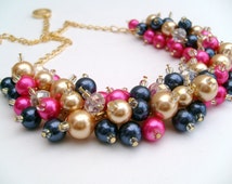 Unique hot pink navy blue related items | Etsy