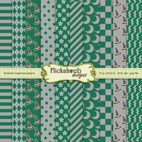 Items similar to slytherin harry potter inspired digital papers ...