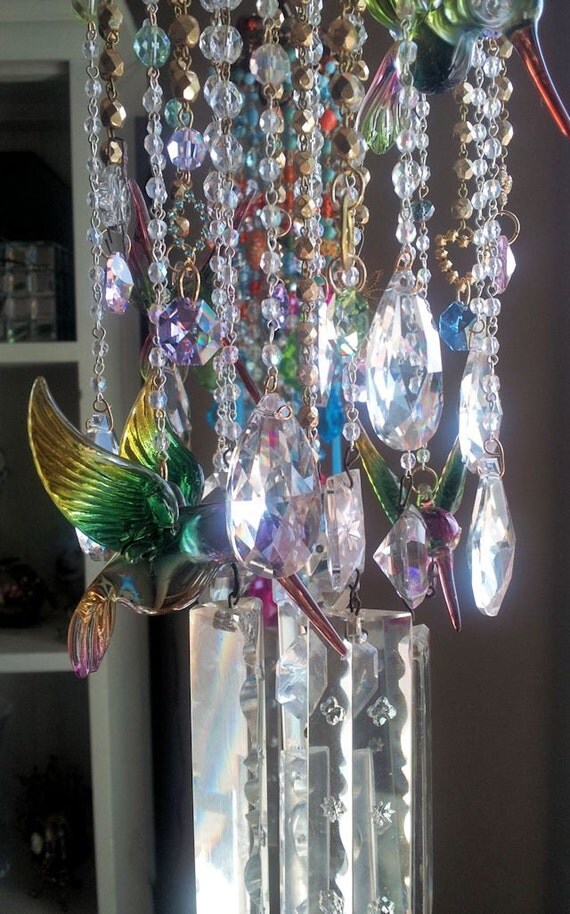 Hummingbirds Carousel Crystal Wind Chime