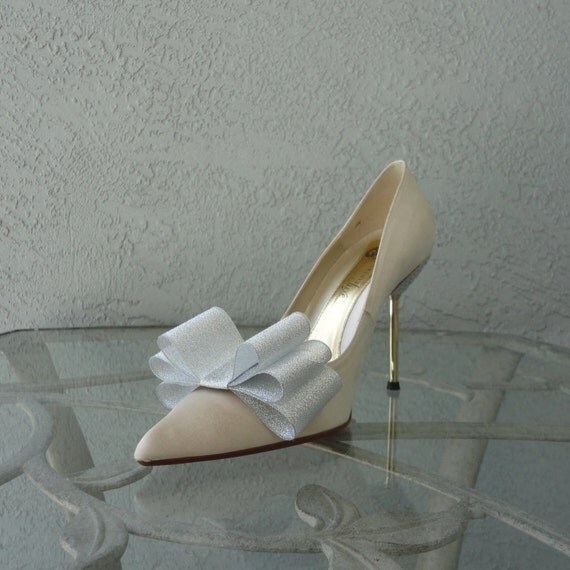 Silver Ribbon Bow Shoe Clips Set Of Two More by Chuletindesigns