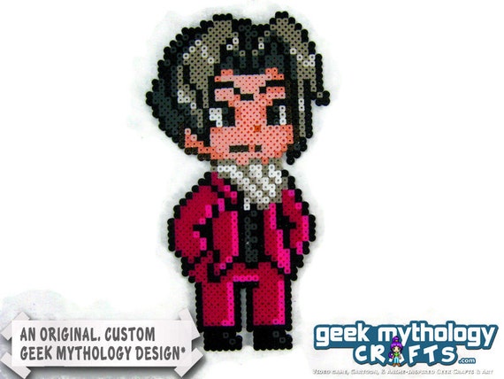 Items similar to Miles Edgeworth Original Perler Bead Sprite Pixel Art ...