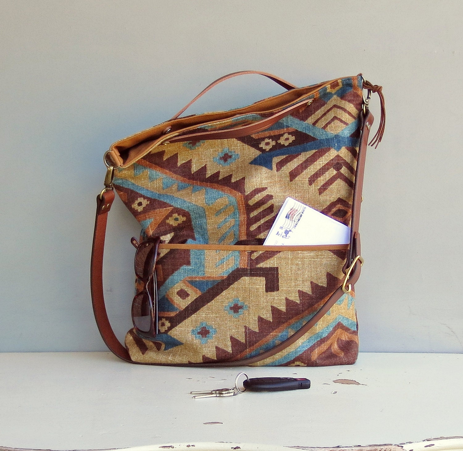 Southwest Tote Bag Turquoise Aztec Cross Body Tribal Southwest Tote Bag Turquoise Aztec Cross Body Tribal