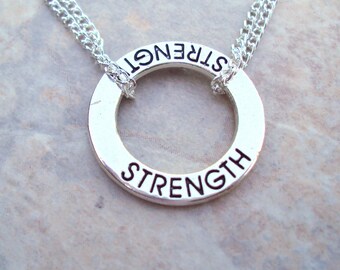 Affirmation Necklace Strength Inspiration Circle Band Pendant Choker ...