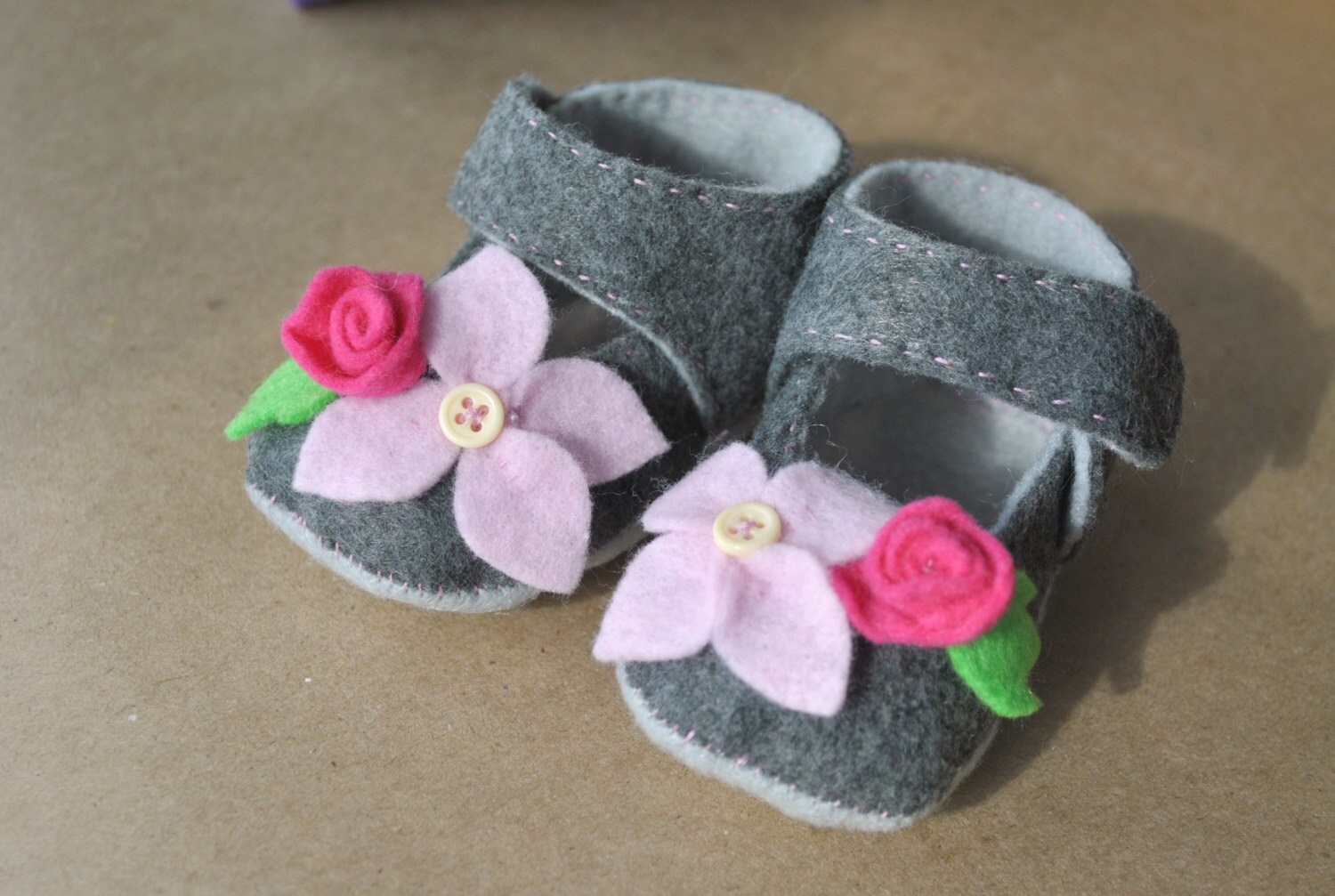 Floral Felt Baby Shoe Pattern Mary Jane with Flowers PDF