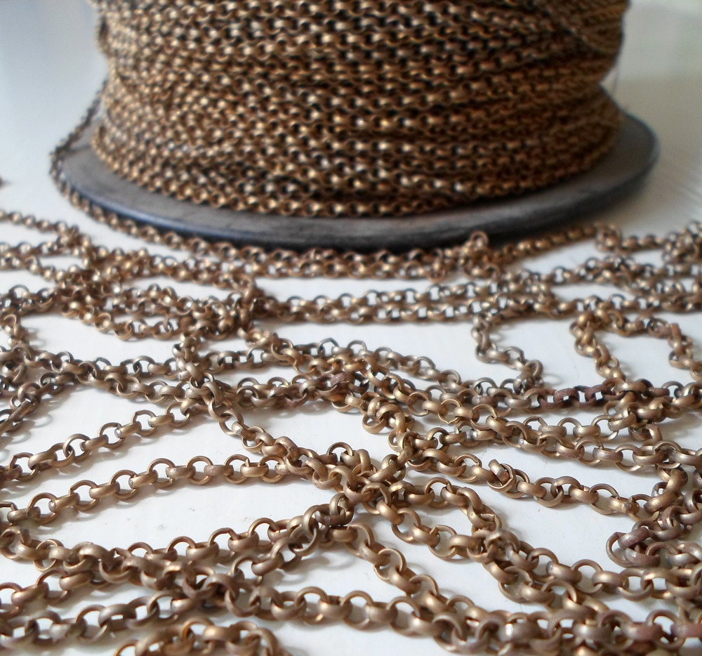 Vintage Oxidized Brass Round Link Chain Tiny Round Link Chain Vintage ...