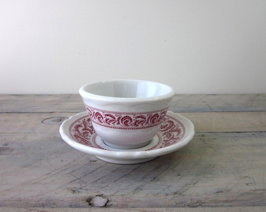Red and White Restraurant Ware Bowl and Underplate Shenango China Red ...
