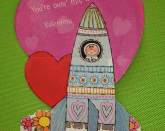 Caveman and cavewoman vintage Valentines Card