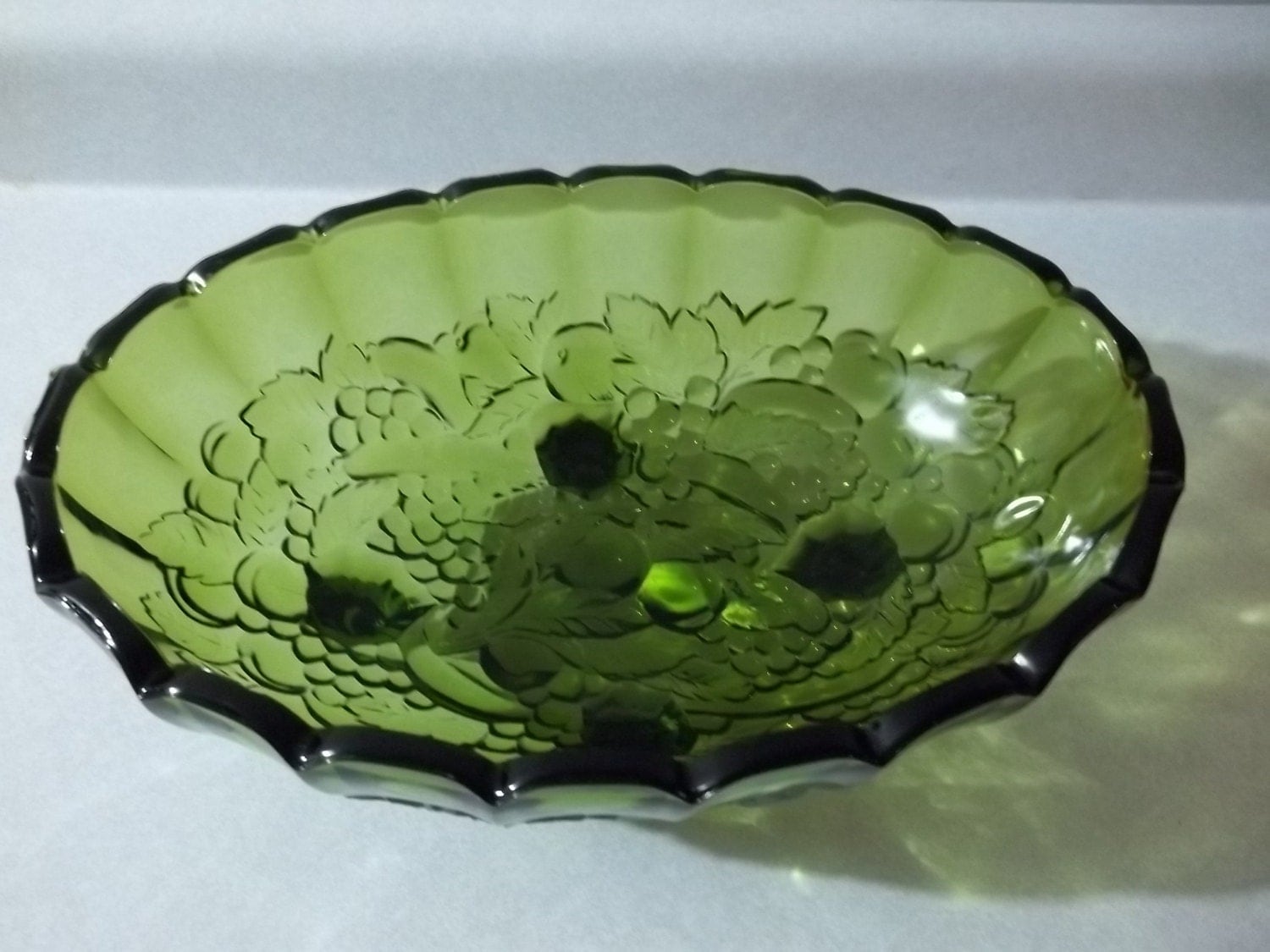Vintage Green Glass Fruit Bowl Haute Juice