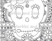 Items similar to Day of the Dead Sugar Skulls coloring page, dia de los ...