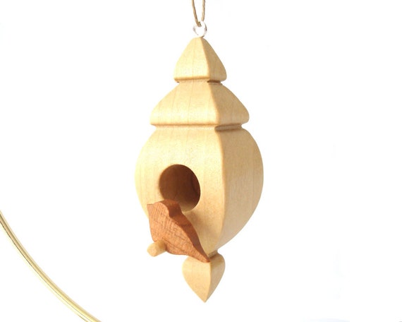 Poplar Bird House Ornament 3D Birdhouse Compound Cut Scroll