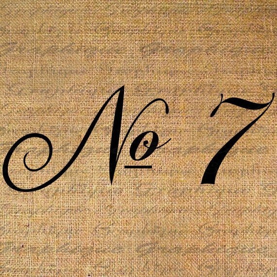 Items similar to NUMBER 7 One Fancy SCRIPT Digital Image Download Sheet ...