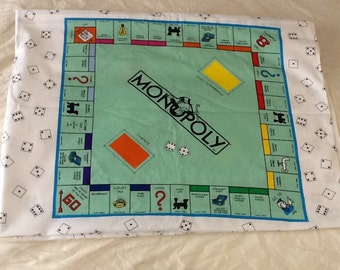 2 Fabric Monopoly Panels with Dice Border for Pillows or Quilt Center