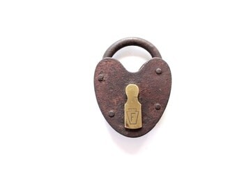 Vintage Heart Padlock . love lock . rustic wedding decor . heart lock