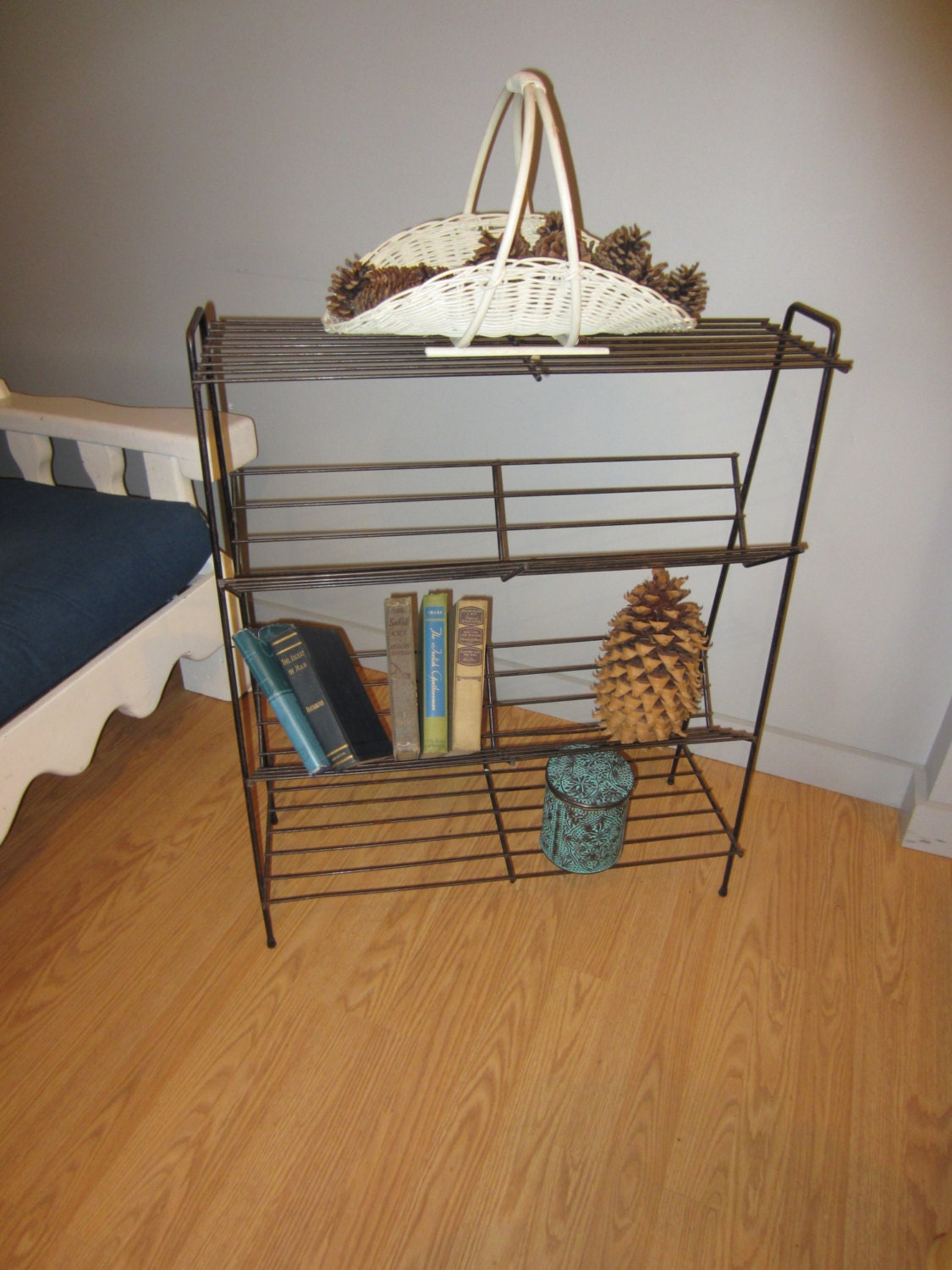 Mid Century Black Wire Bookshelf / Wire Stand / by bohemiansway