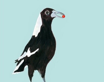 Magpie painting | Etsy