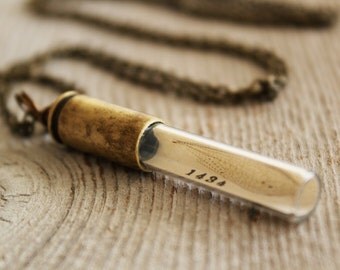 His and Her Bullet Shell Capsule Locket Necklace Set Unique