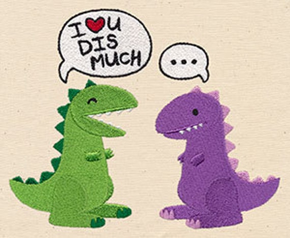 T-Rex Dinosaur I Love You Dis Much Embroidered Flour Sack | Etsy