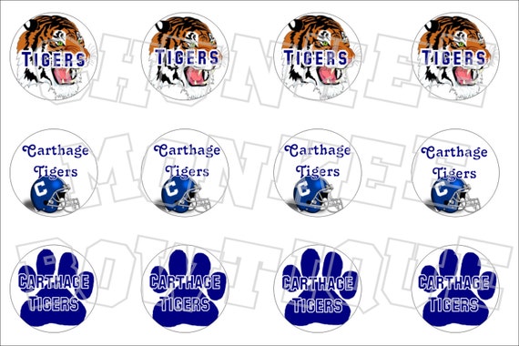 Carthage MO tigers Missouri bottlecap image sheet school