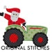 Santa Riding Tractor Christmas Applique and Embroidery Digital