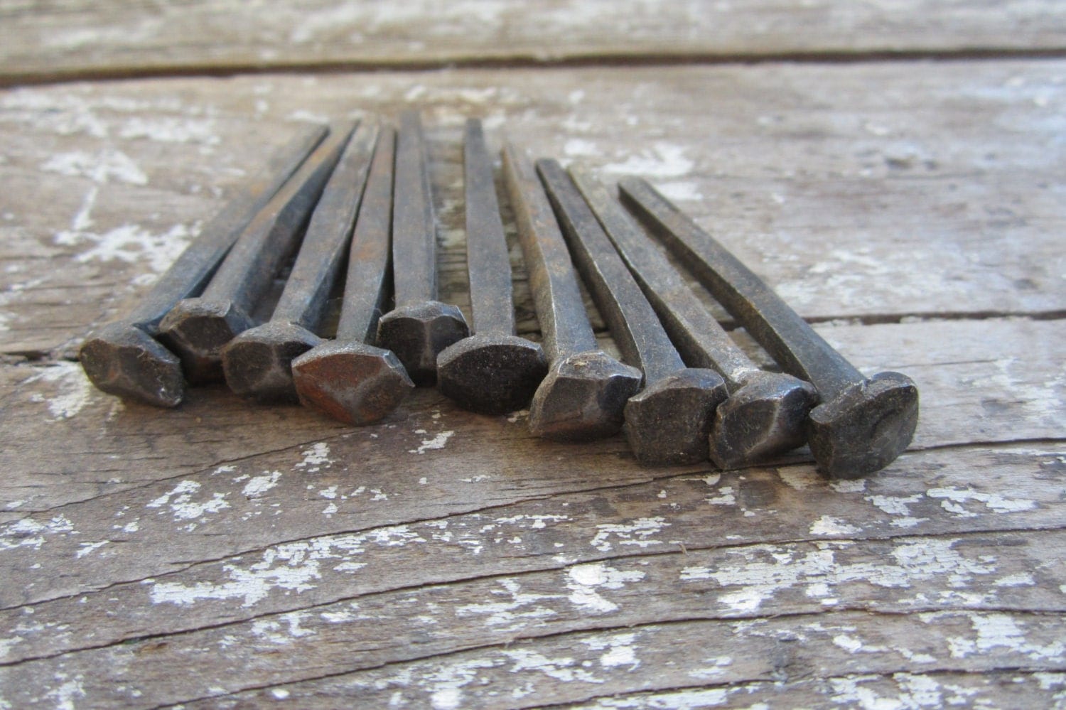 Salvaged 10 Antique Nials Rose Head Nail Iron Square Head Nails 2 Inch ...