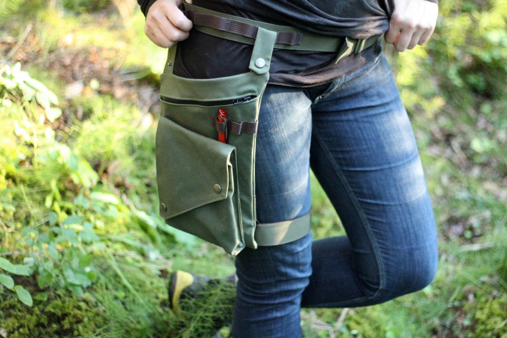 Olive Water Resistant Leg Bag With Leg Strap And Custom Fit
