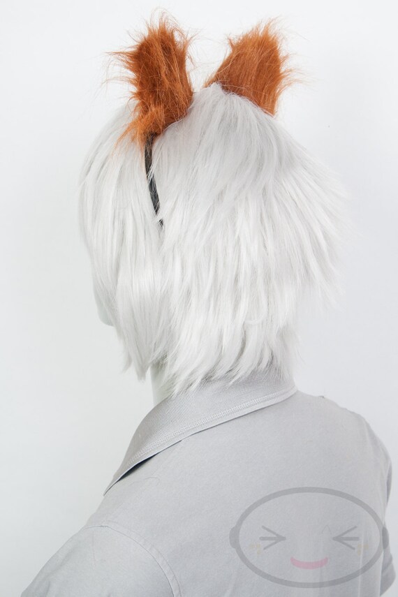 SMALL Rust Furry Ear and/or 16 Tail with white tip Set