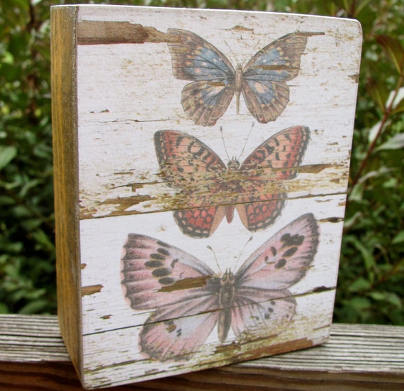 Items similar to Rustic Wooden Decoupage Box Sign or Shelf Sitter ...