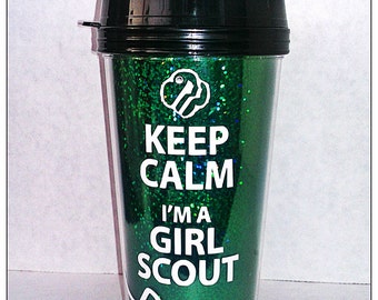 Personalized Keep Calm I'm a Girl Scout Leader tumbler Coffee Cup/Mug