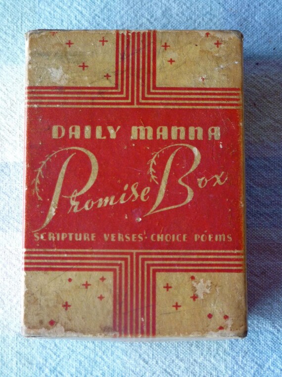 Vintage Daily Manna PROMISE BOX Filled with BIBLE Verses
