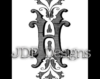 Letter h monogram | Etsy