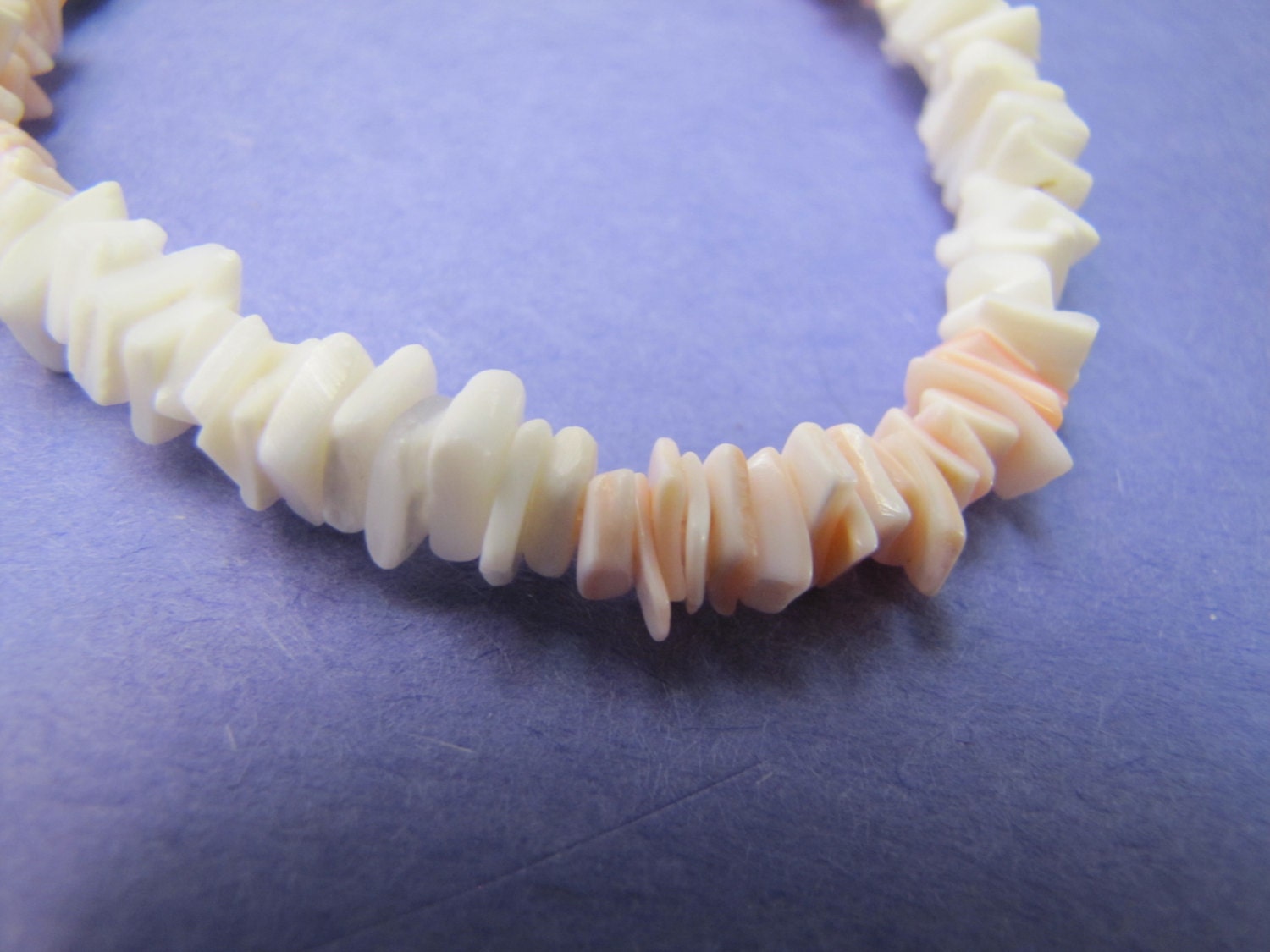 Vintage Pink White Puka Shell Bracelet Jewellery Jewelry Beach