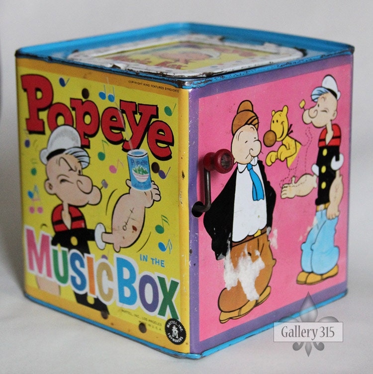 Popeye in the Music Box 1950's Popeye Jack in the Box