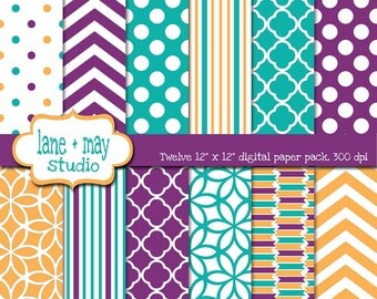 digital scrapbook papers aqua sea glass and coral nautical