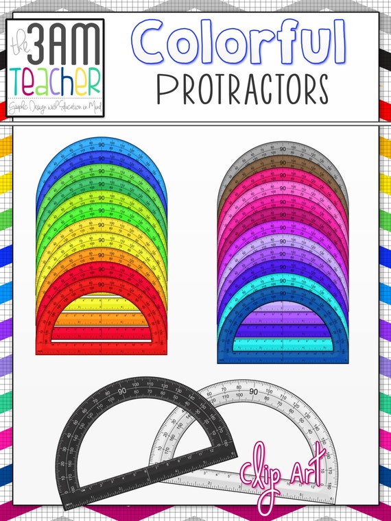 Colorful Protractors Clip Art Collection