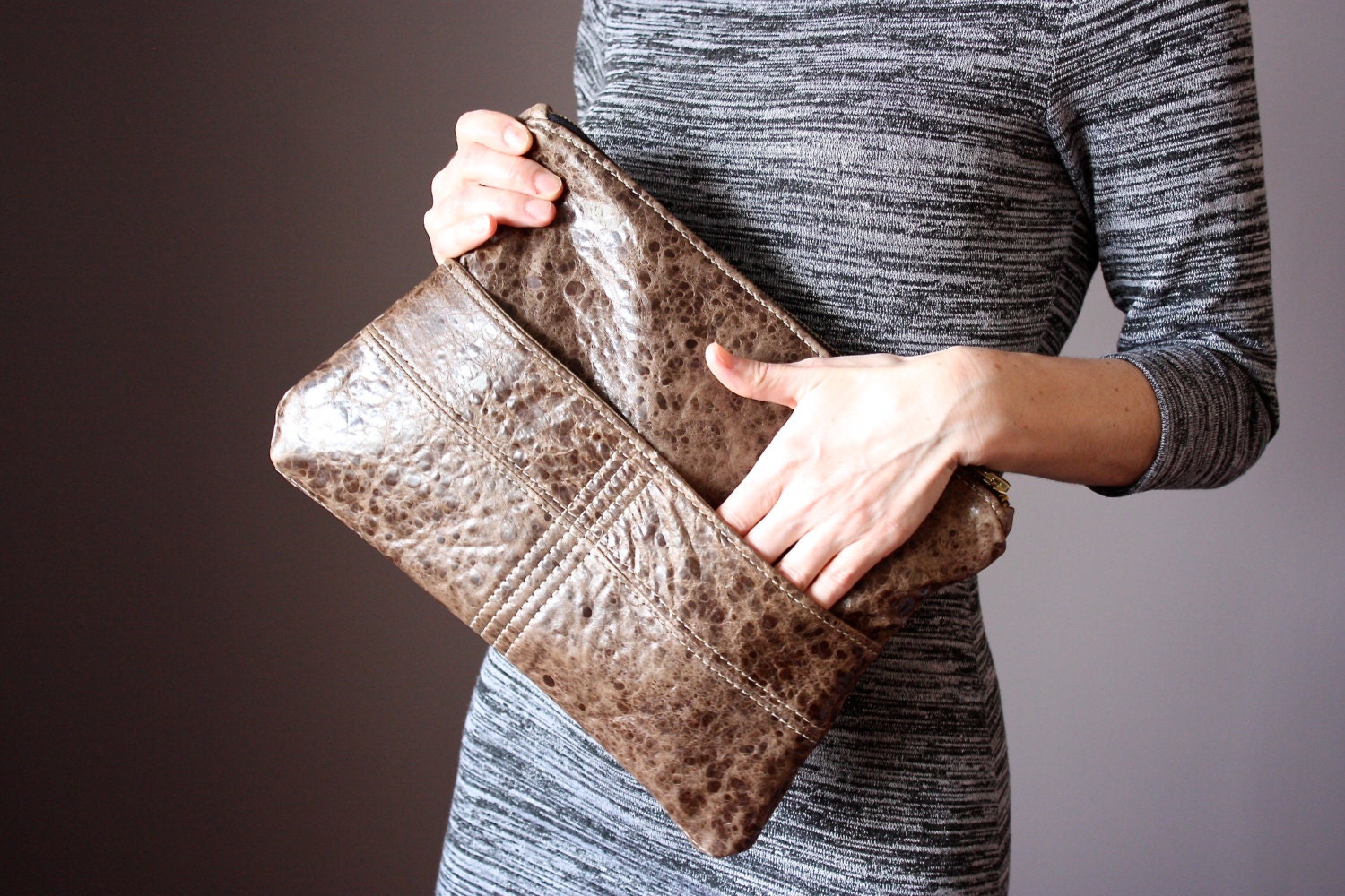 Leather clutch clutch purse clutch case brown by ScarfObsession