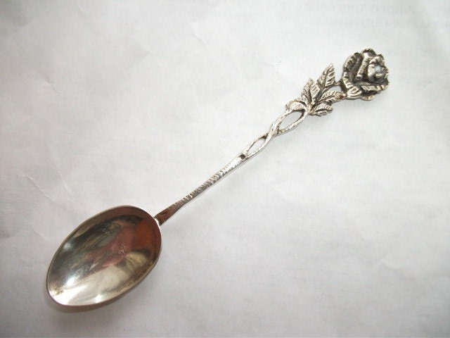 Beautiful teaspoon rose. Europe, the middle of the 20th century. silver ...