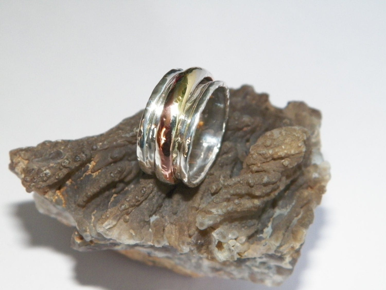 Hammered Handcrafted .925 Sterling Silver Spinner Ring
