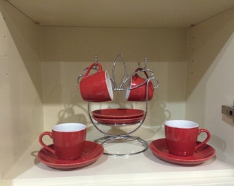 Popular items for red espresso cup on Etsy