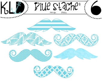 Instant Download Blue Mustache Digital Art Digital Clip Art for ...