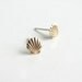 Teeny Tiny Gold Seashell Earrings. Small Scallop Shell. Beach