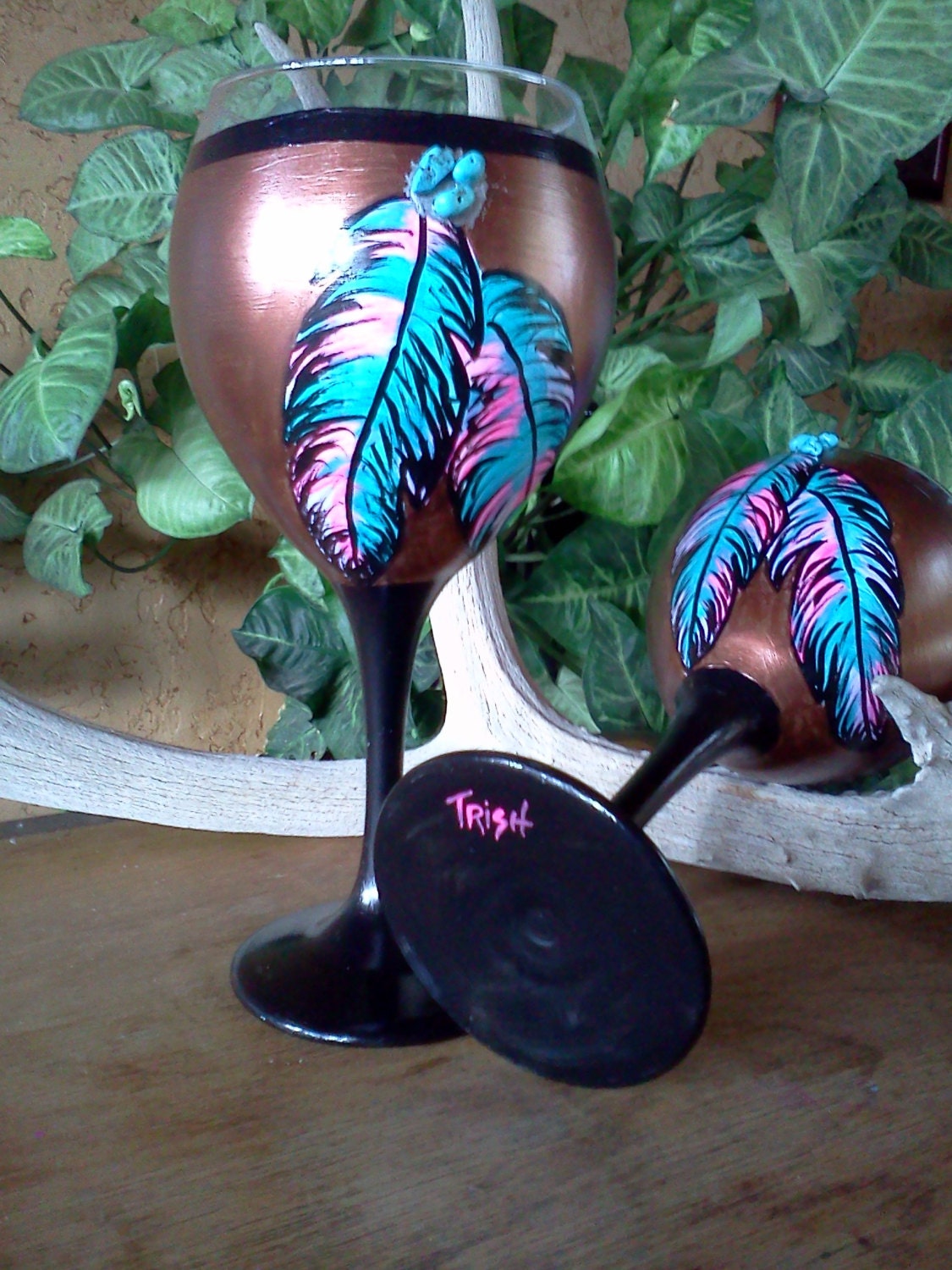 Handpainted Wine Glasses Custom Stemware by MountainGirlCreates