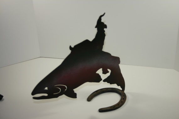Vintage horseshoe fish riding cowboy unique by SpecializedMedia