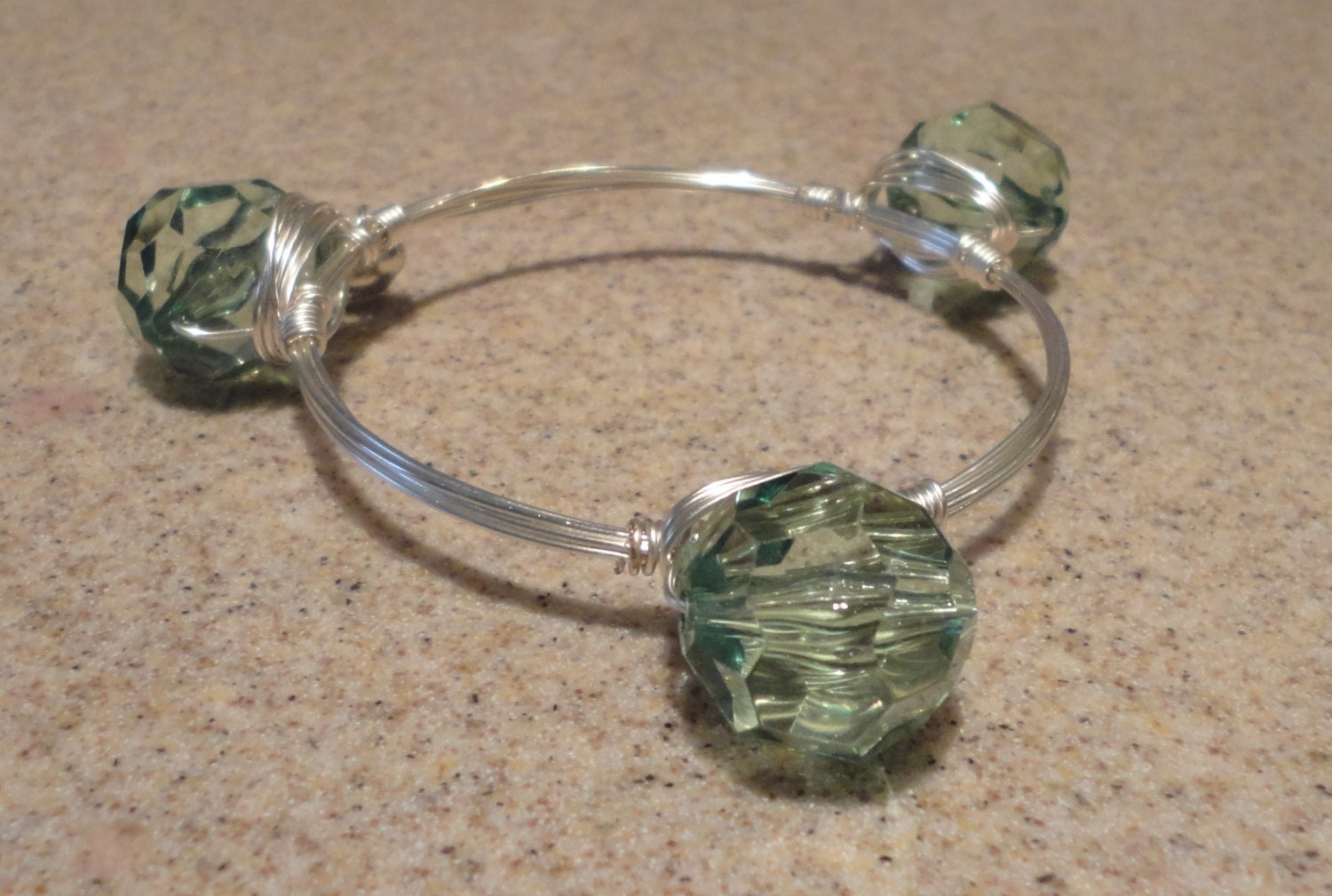 Silver Wire Wrapped Bangle by ALSBoutique on Etsy