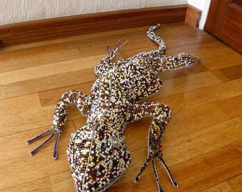 African Beaded Wire Animal Sculpture ELEPHANT MEDIUM SMALL