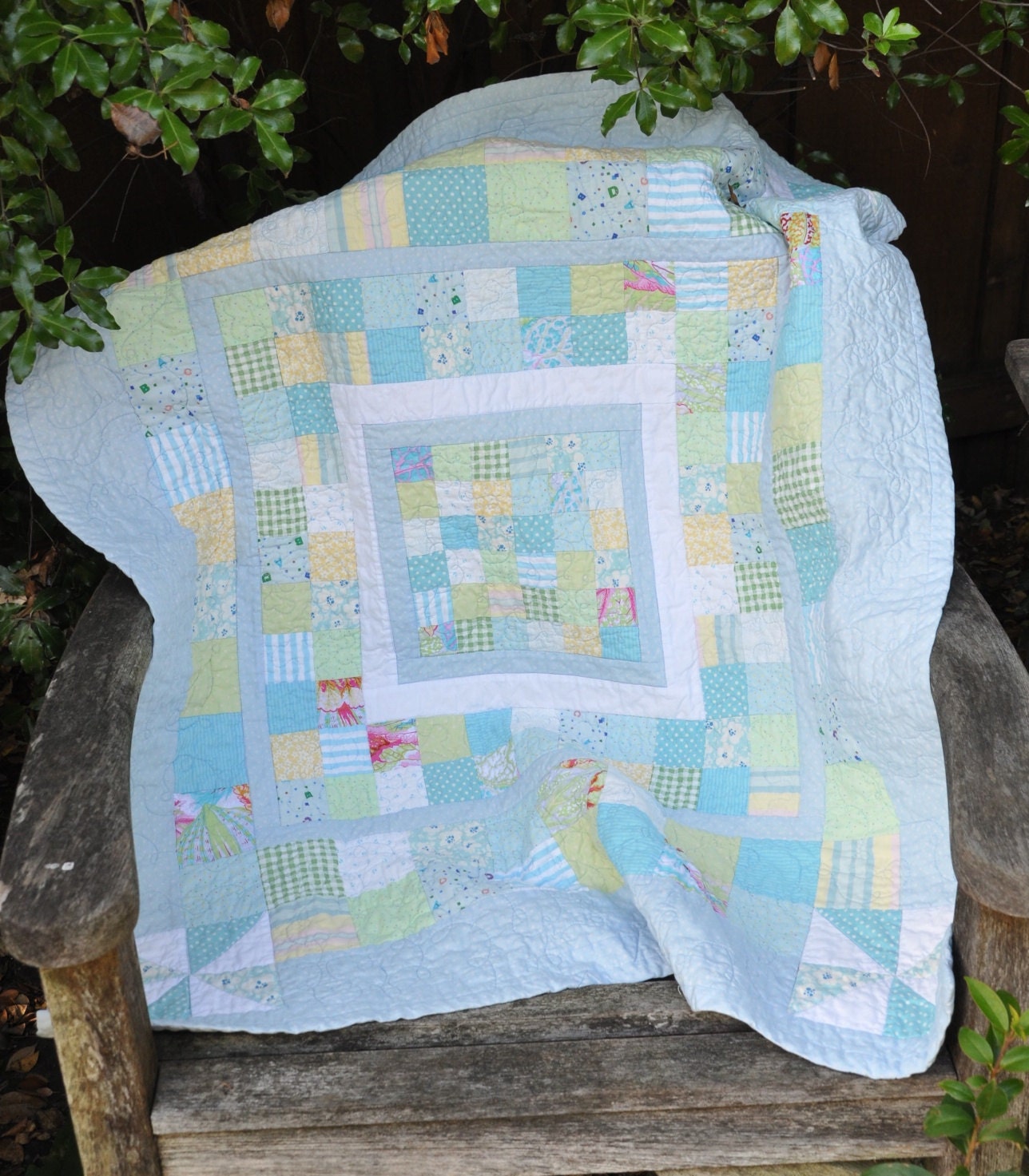 Items similar to Baby Blue Handmade Patchwork Quilt on Etsy