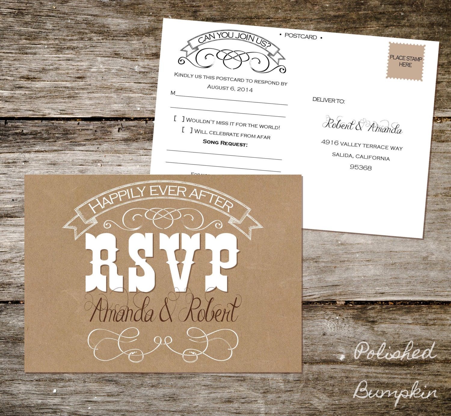 Custom Kraft Paper Printable RSVP Cards – OnePaperHeart – Stationary ...