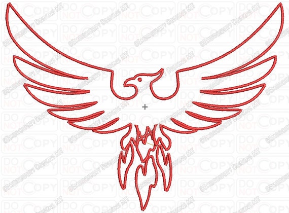 Phoenix Applique Embroidery Design in 4x4 5x5 and 5x7 Sizes