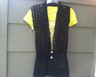 Popular items for black crochet vest on Etsy