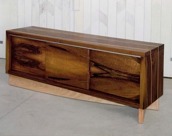 Solid Walnut and Maple Media Console. Handcrafted in Napa, CA.